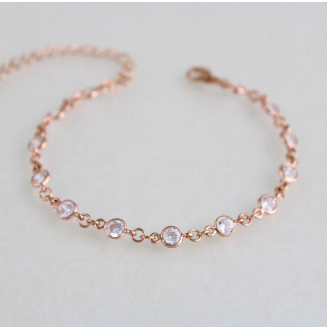 Dainty Bridal Bracelet Bridal Jewelry Simple Wedding Bracelet CZ ...