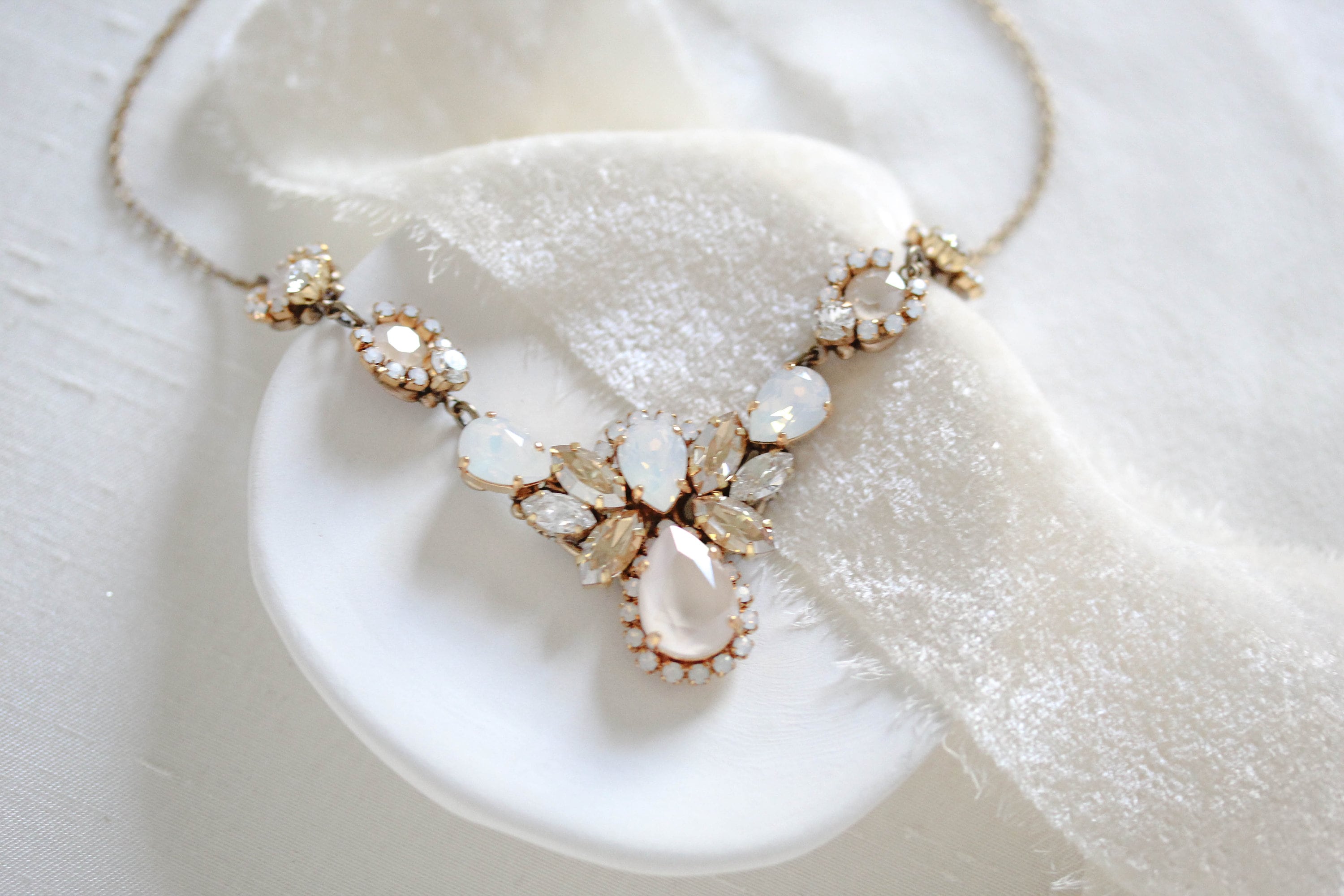 Gold Bridal necklace Crystal Wedding necklace Bridal | Etsy