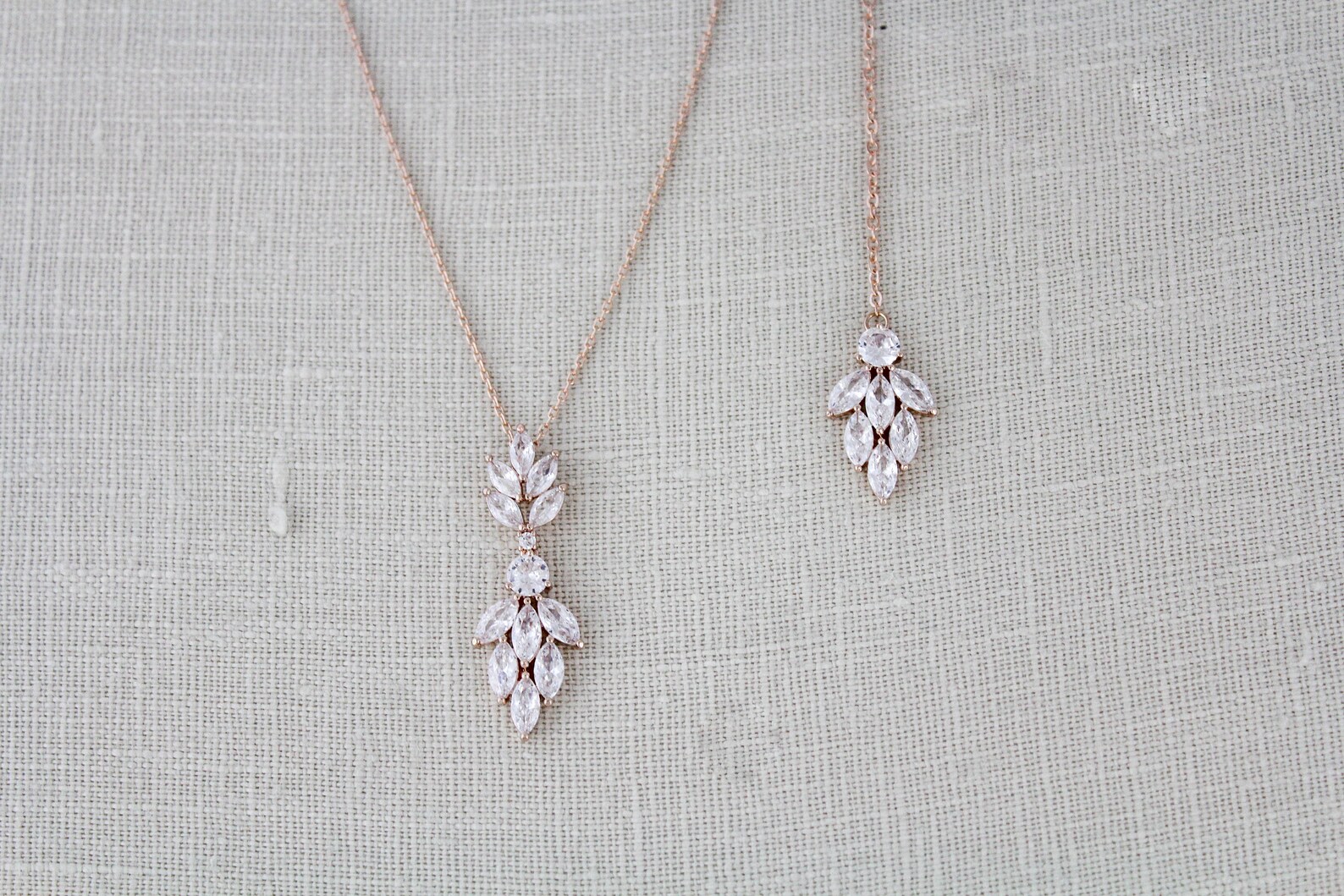 Rose Gold Backdrop Necklace Bridal Jewelry Rose Gold Bridal Etsy
