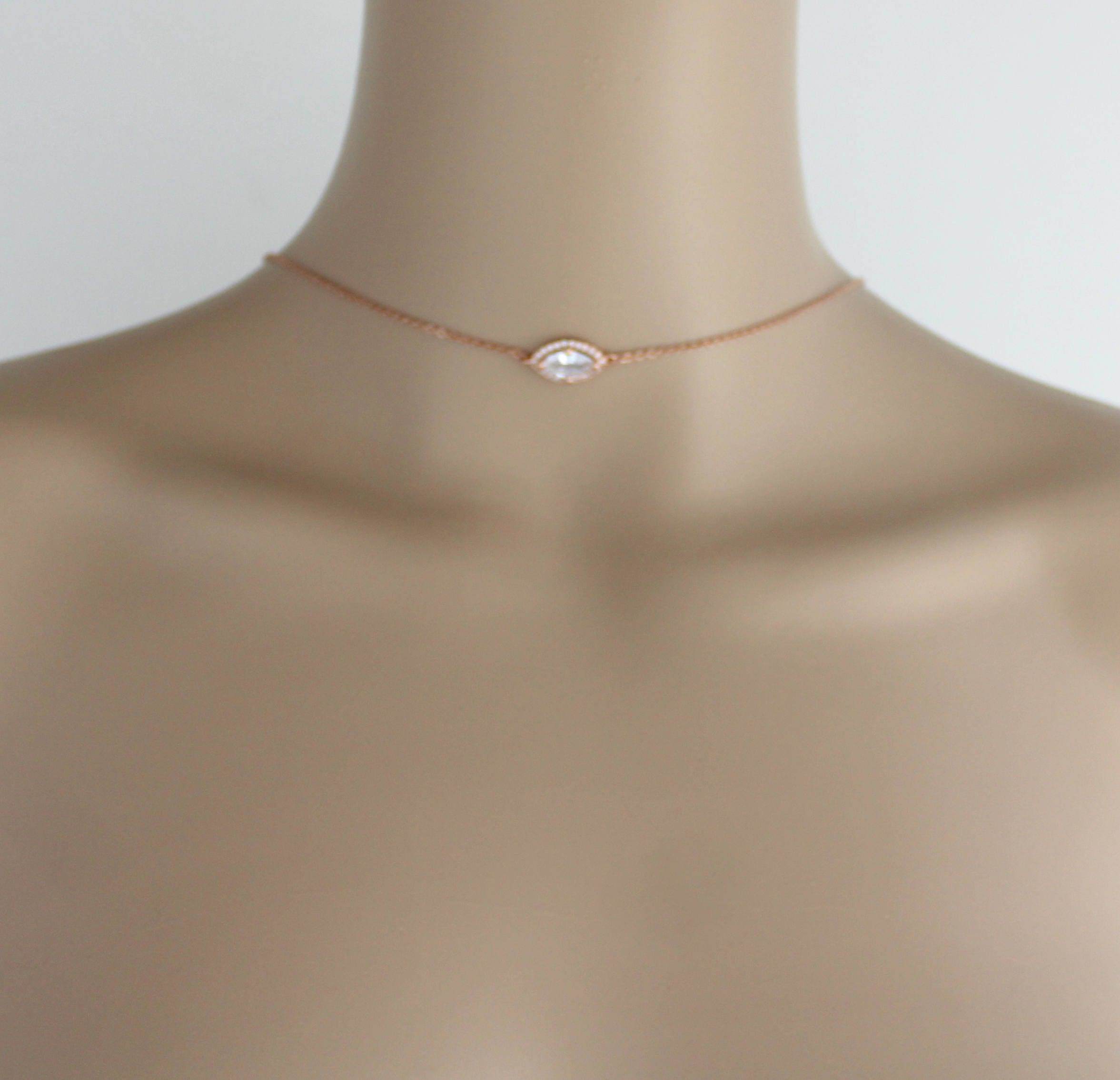 Rose Gold Back Necklace Bridal Necklace Bridal Jewelry Rose | Etsy