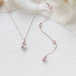 Rose Gold Back Necklace Bridal Backdrop Necklace Rose Gold Necklace ...