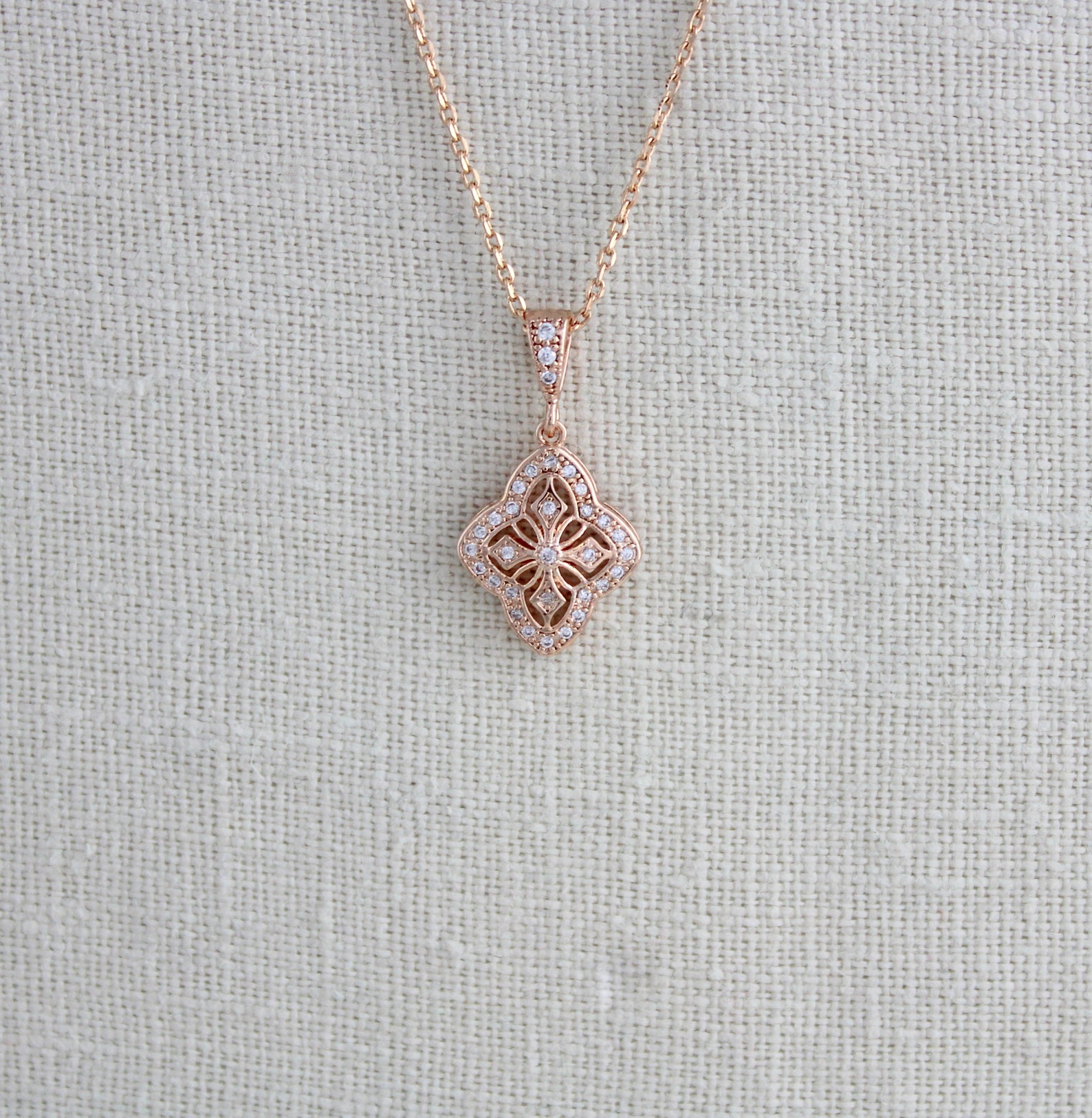 Dainty Rose Gold Necklace Simple Bridal Necklace Bridal - Etsy