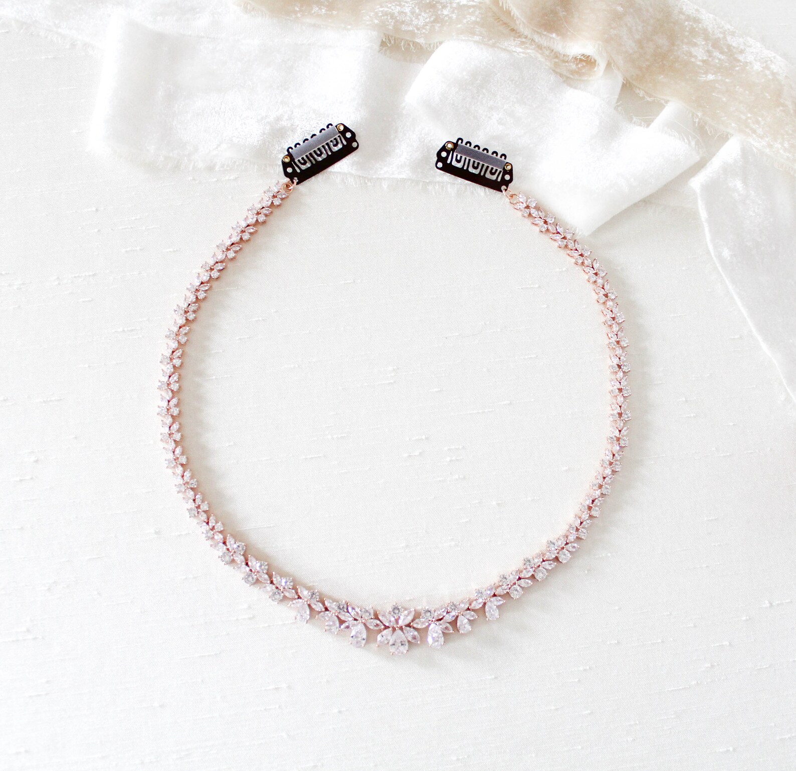 Rose Gold Forehead Piece Bridal Headpiece Wedding Hair - Etsy