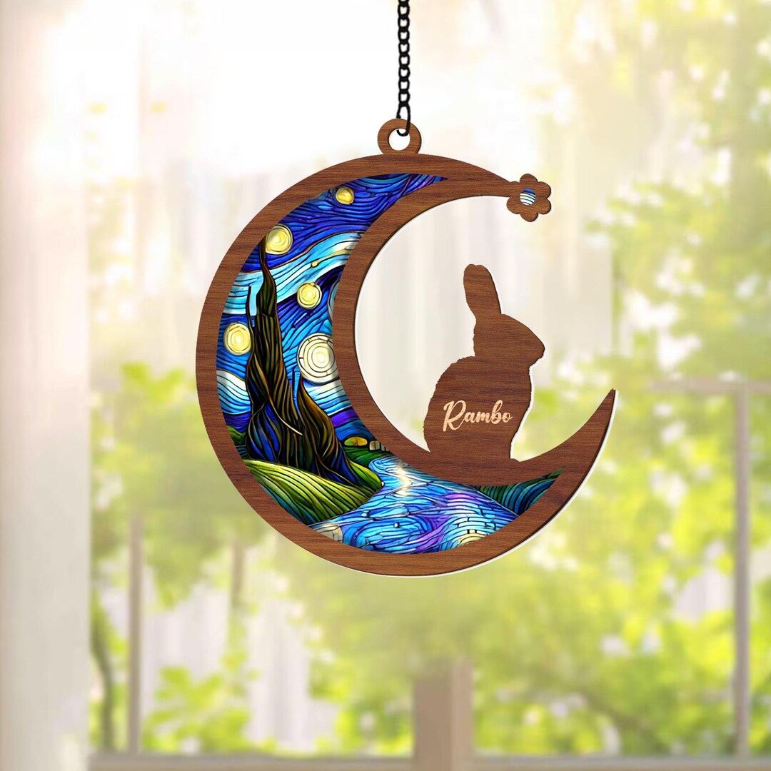 Custom Bunny Memorial Suncatcher, Personalized Rabbit Memorial Gift ...