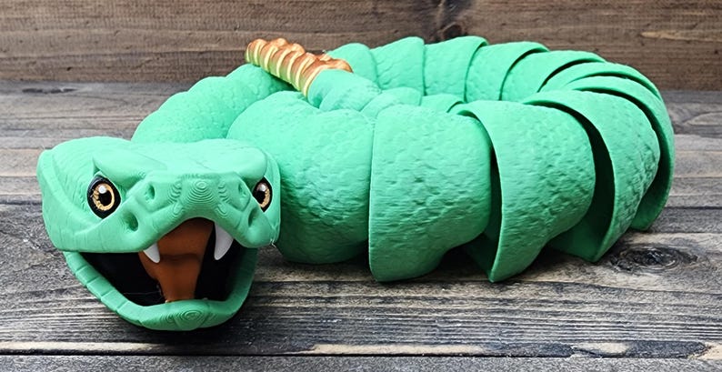 3D Printed Rattle Snake - Realistic Articulated Customizable Flexi ...