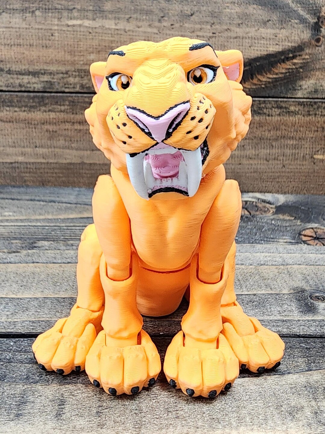3D Printed Saber-tooth Tiger - Realistic Articulated Customizable Flexi ...