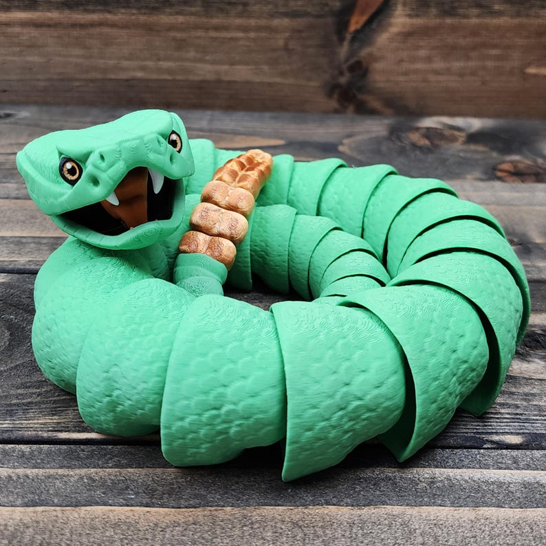 3D Printed Rattle Snake - Realistic Articulated Customizable Flexi ...