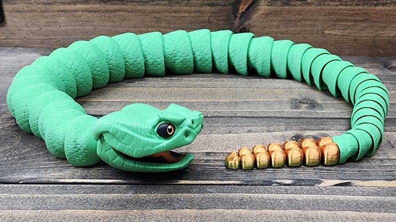 3D Printed Rattle Snake - Realistic Articulated Customizable Flexi ...