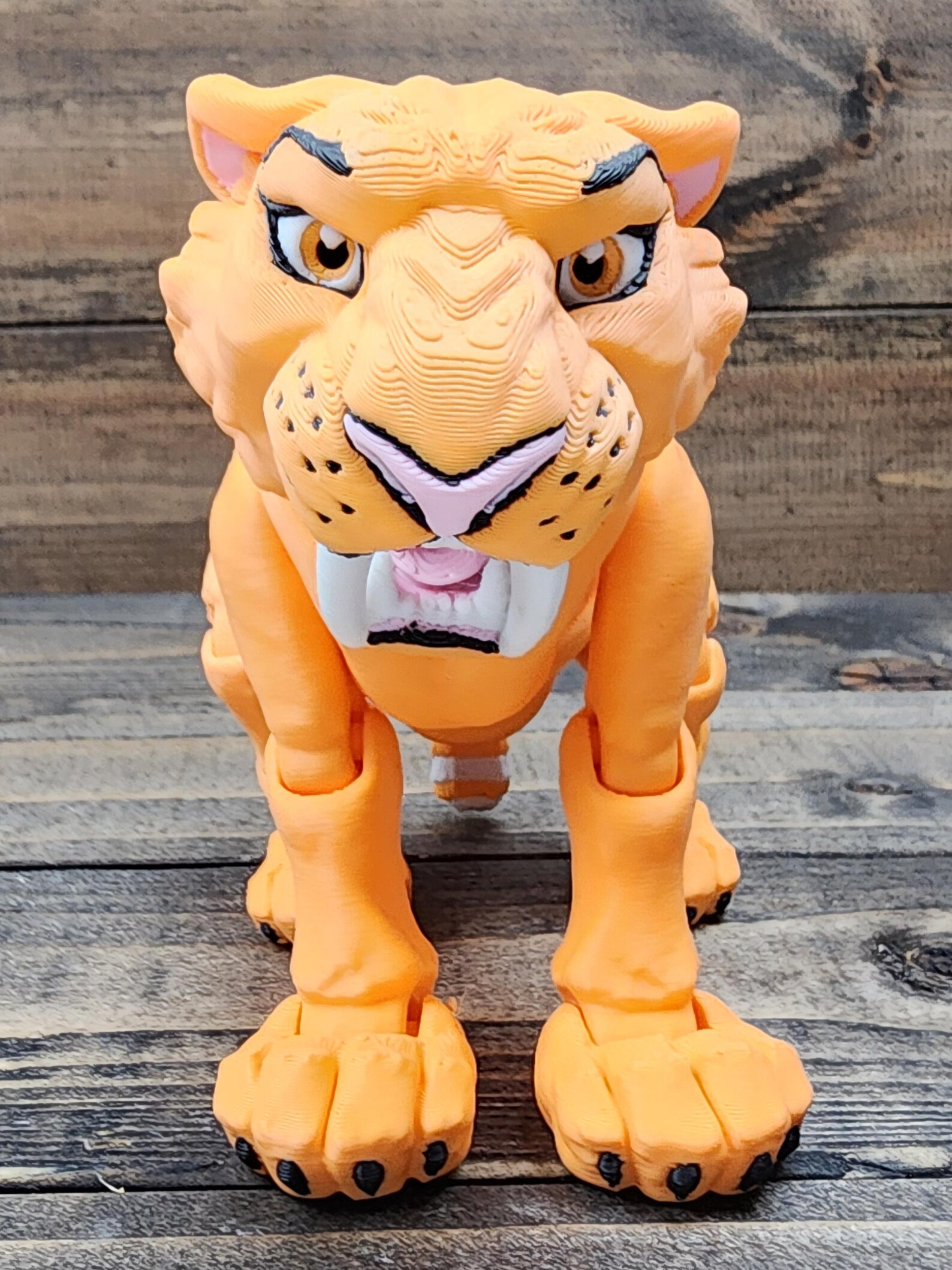 3D Printed Saber-tooth Tiger - Realistic Articulated Customizable Flexi ...