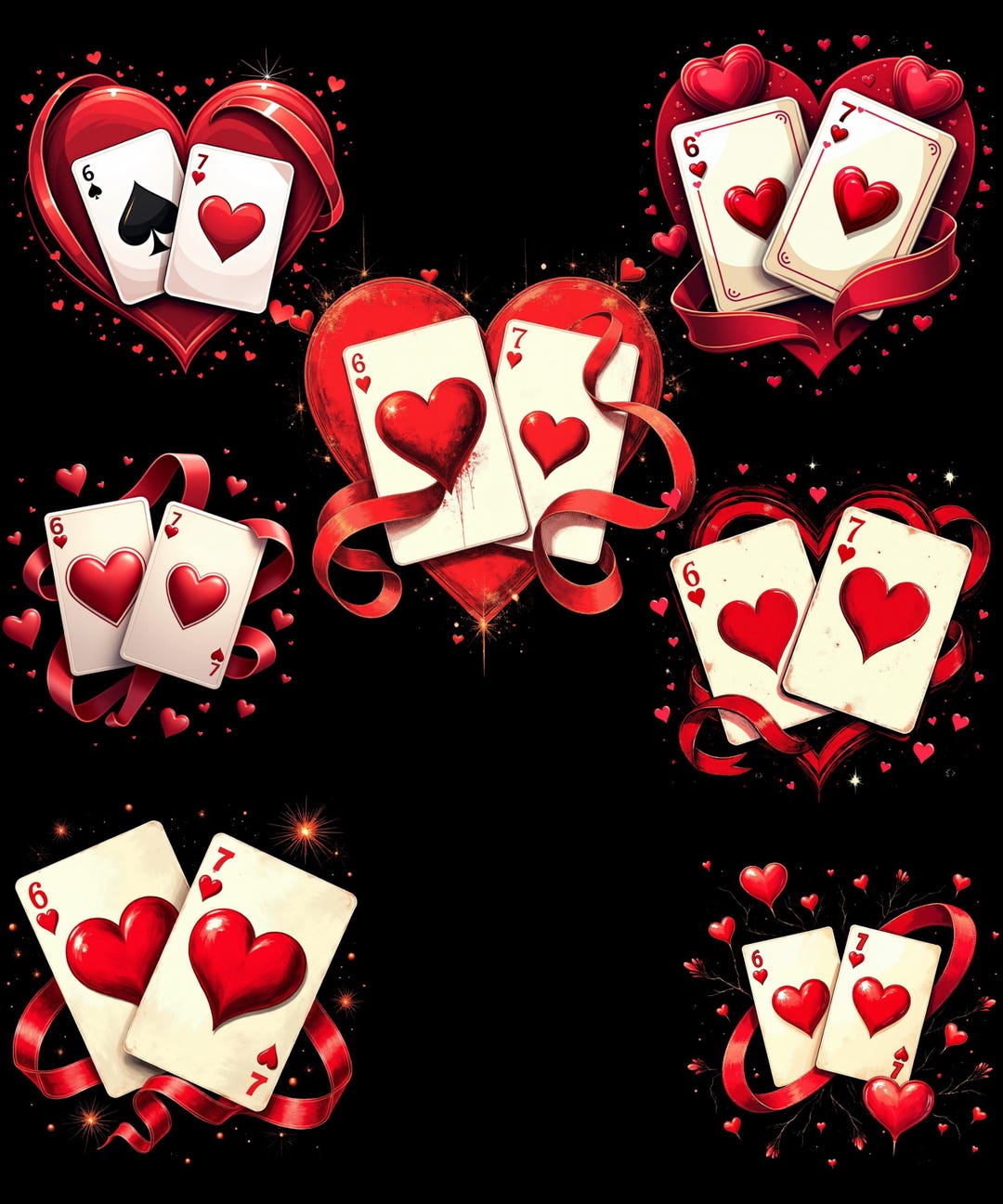 Cartes à jouer Saint-Valentin 6 7 PNG, Preppy 67 Six Seven Valentines ...