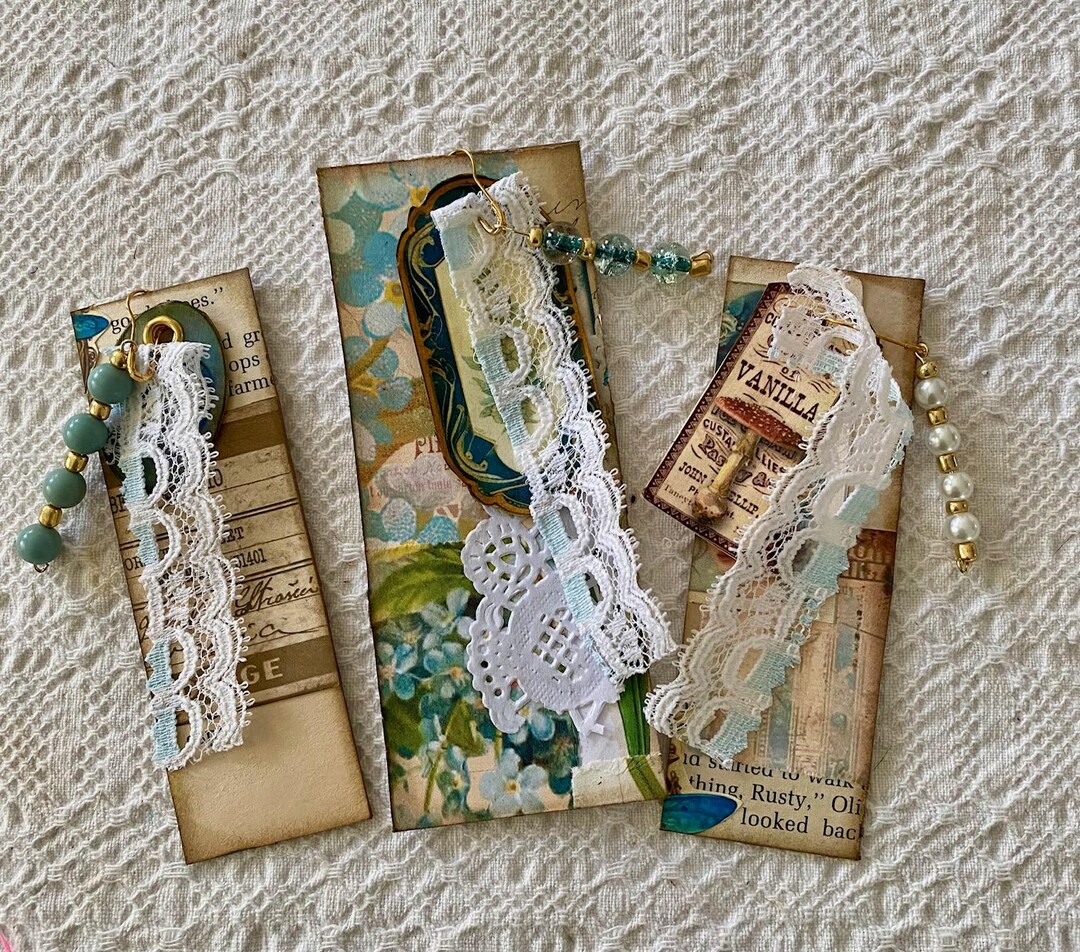 Set of 3 Junk Journal Dangles, Collage Tags | Embellishments ...
