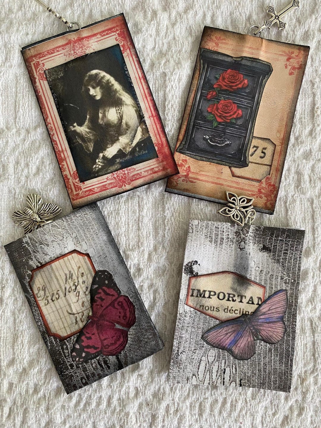 Set of 4 Goth Theme Hidden Paper Clips With Charms, Junk Journal ...