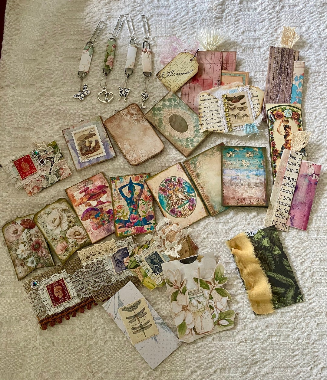 Set of 5 Junk Journal Paper Clips, Junk Journal Dangles, Hidden Paper ...