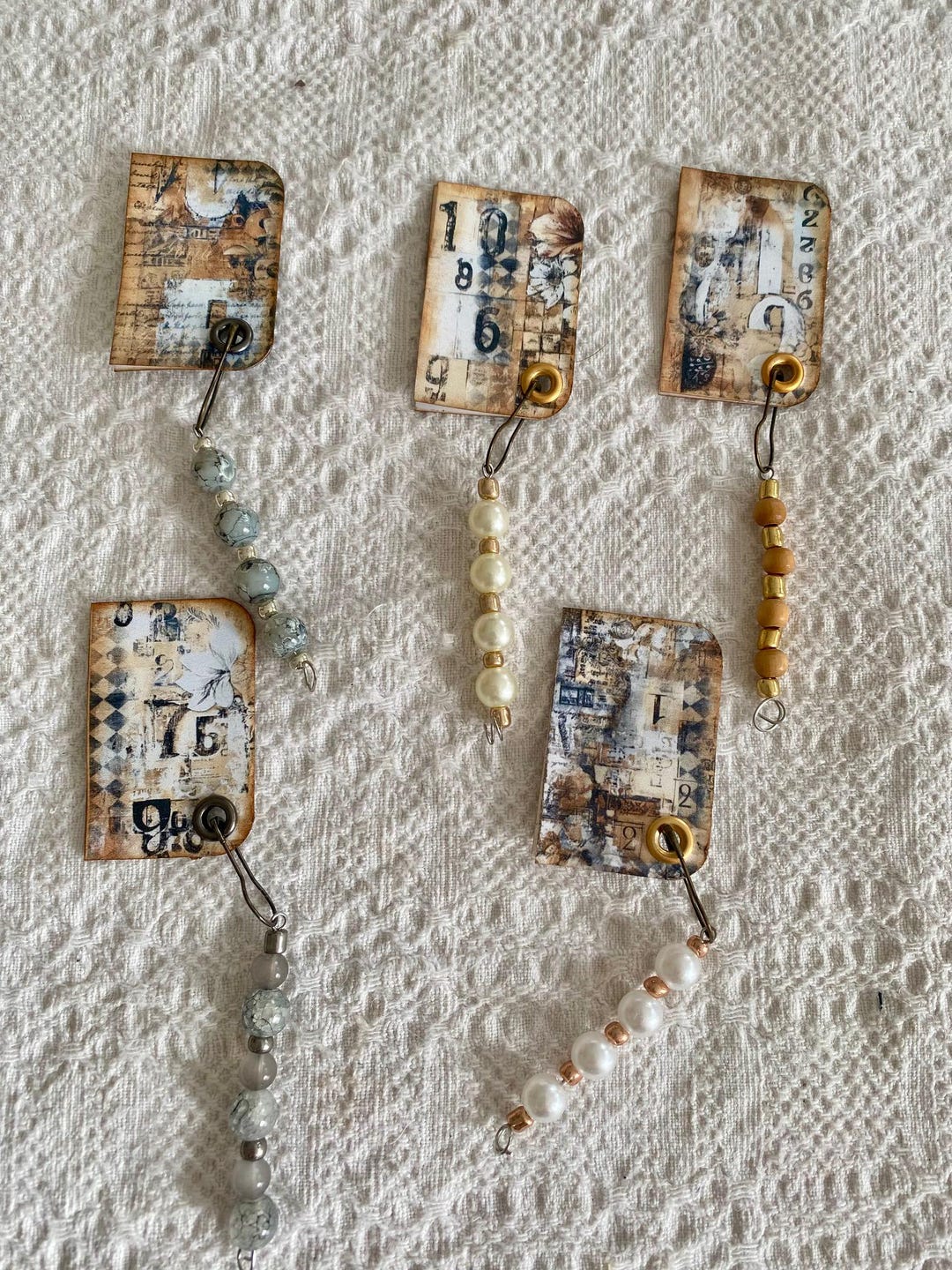 Set of 5 Neutral Junk Journal Dangles, Junk Journal Page Tabs, Page ...