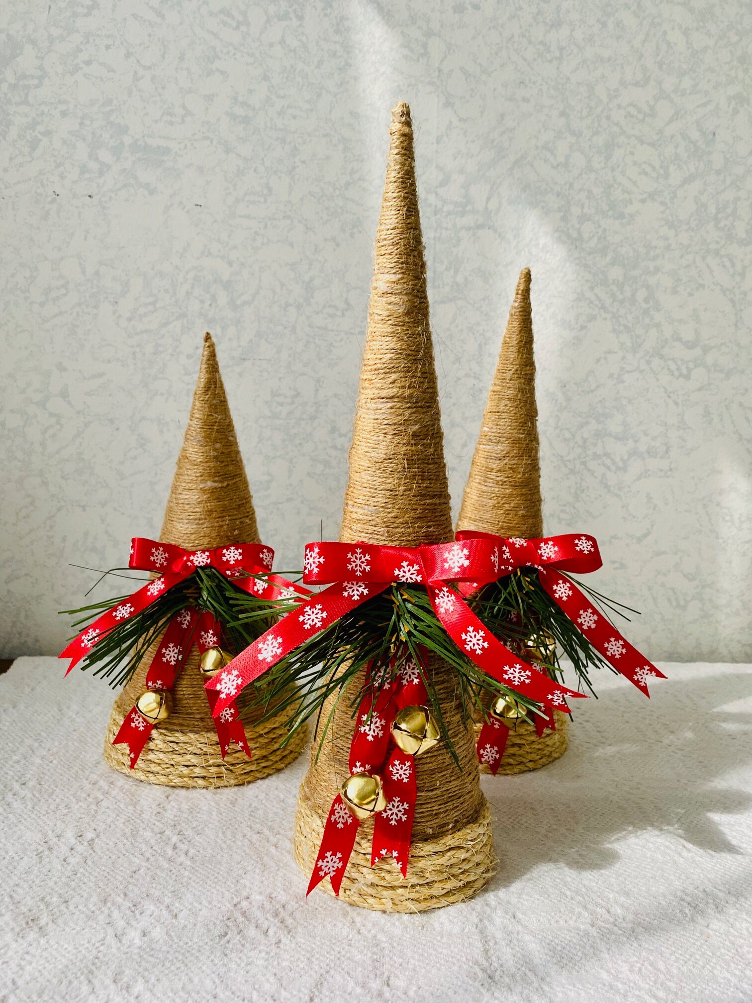 Handmade Jute Christmas Tree Set - Rustic Twine Cone Trees - Etsy