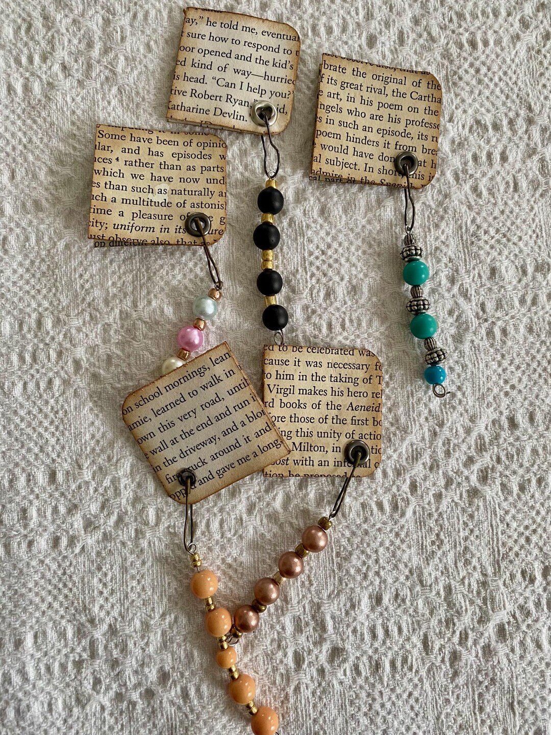 Set of 5 Book Page Junk Journal Dangles, Junk Journal Page Tabs, Page ...