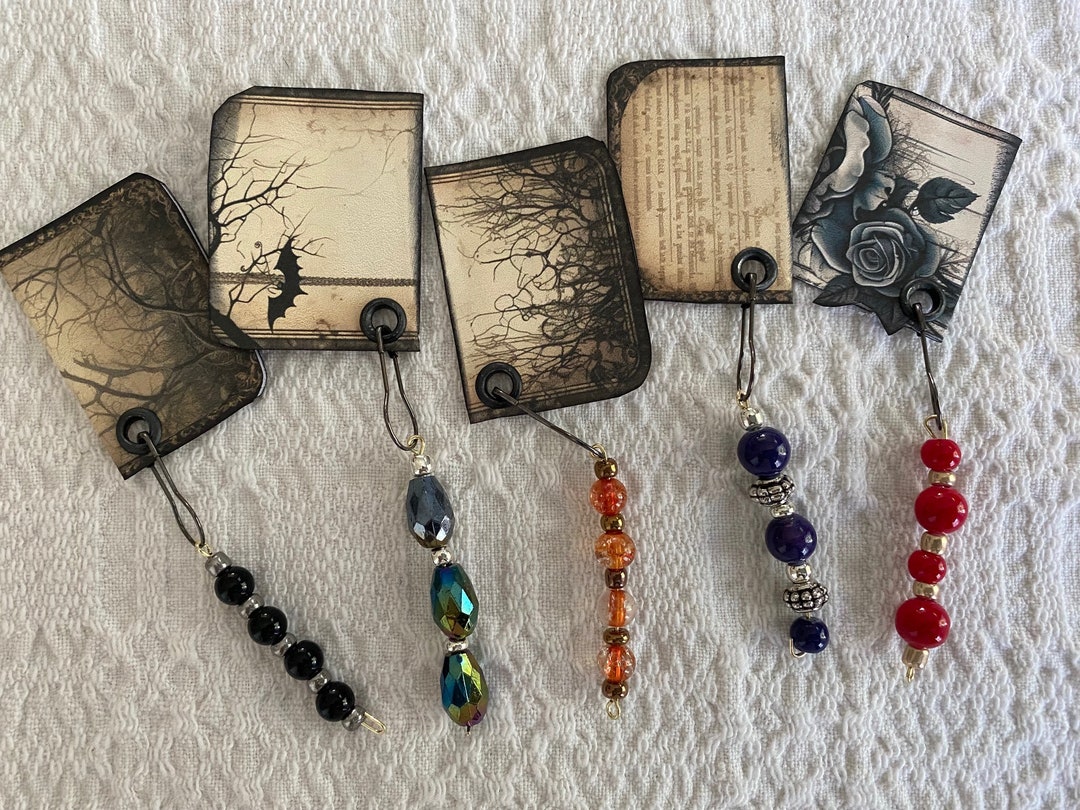 Set of 5 Goth Themed Junk Journal Dangles, Junk Journal Page Tabs ...
