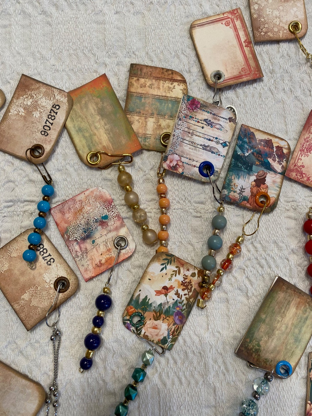 Set of 5 Junk Journal Dangles, Junk Journal Page Tabs, Journal Supplies ...