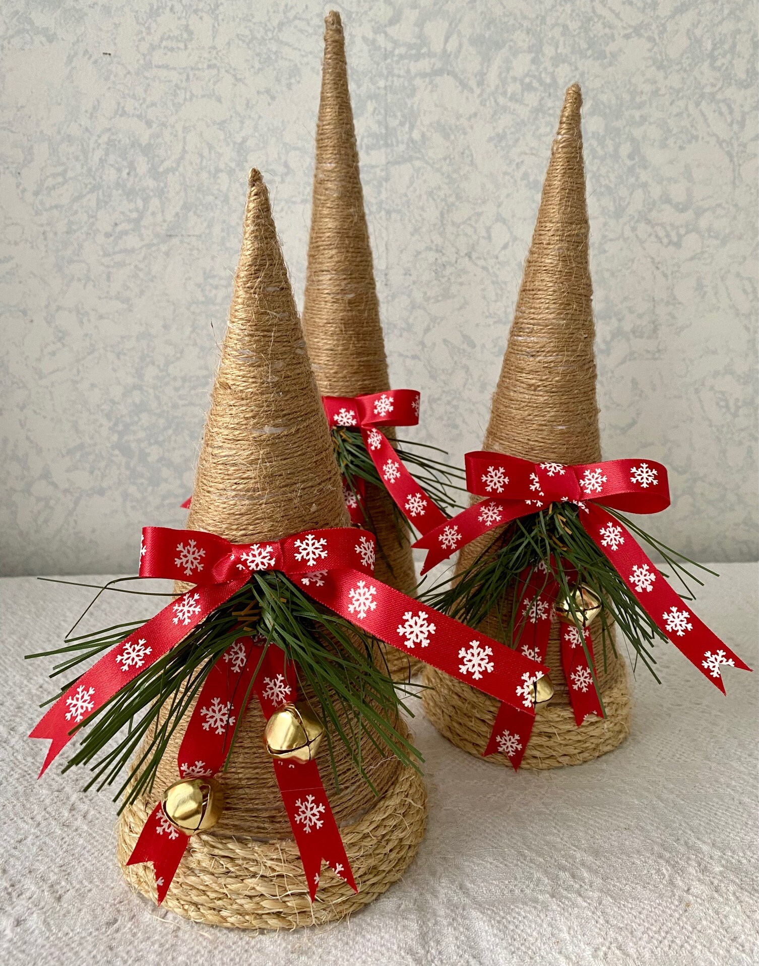 Handmade Jute Christmas Tree Set - Rustic Twine Cone Trees - Etsy