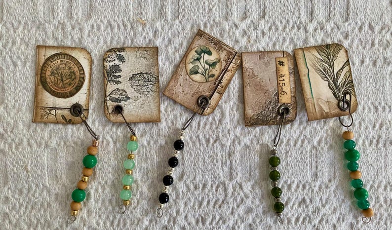 Set of 5 Botanical Junk Journal Dangles, Junk Journal Page Tabs ...