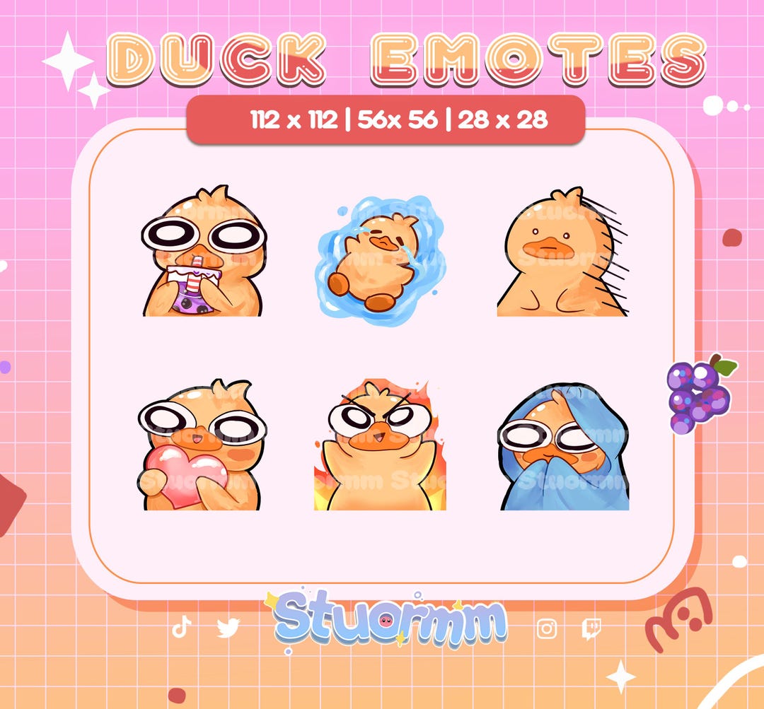 Duck Twitch Emote Pack (yellow) | Rubber Duck Emotes | Cute Twitch ...