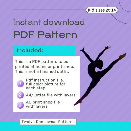 PDF Dance Pattern, 2pc Convention Wear, Costume Base, Childrens Dance ...