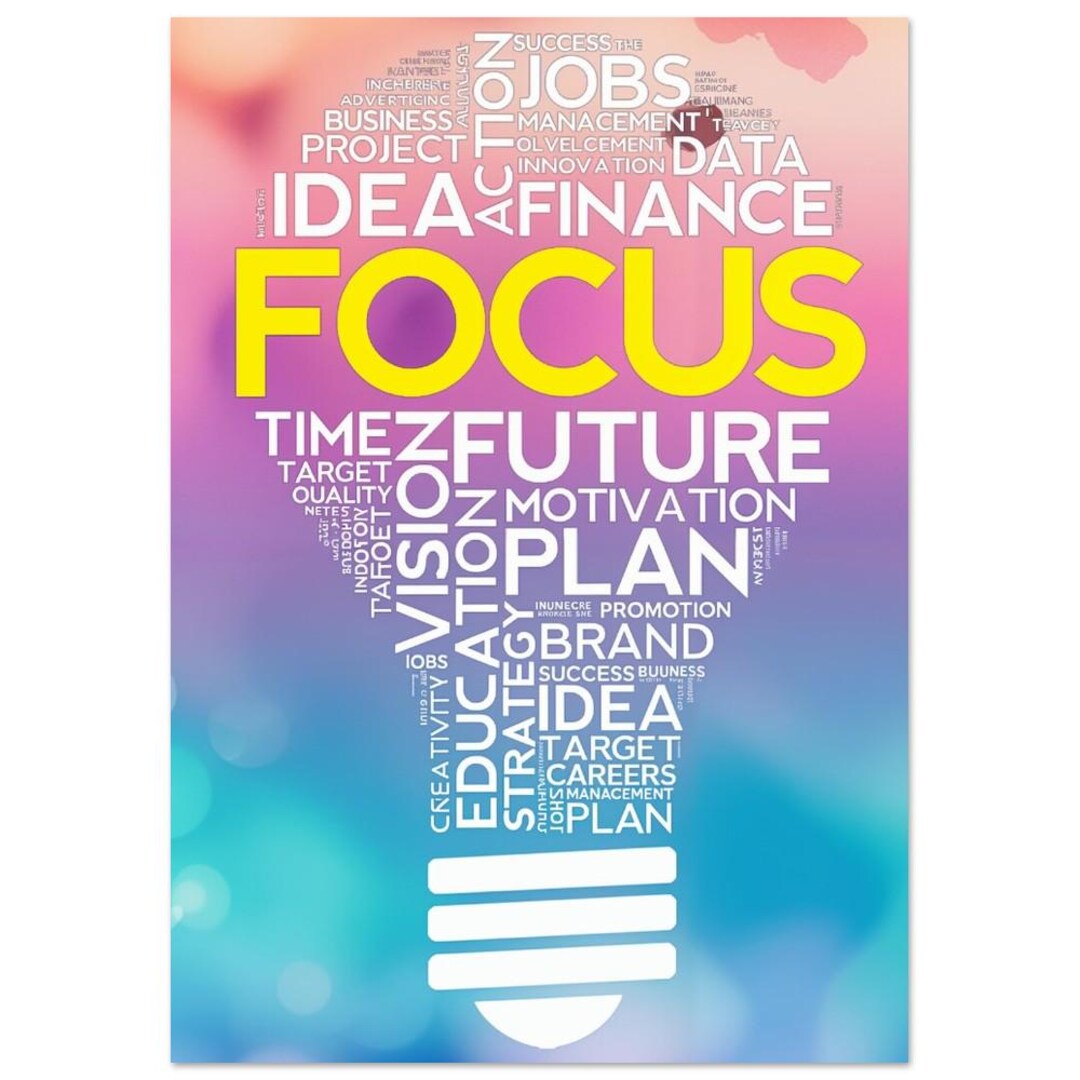 FOCUS Motivational Lightbulb Poster Inspirational Wall Art Motivational ...