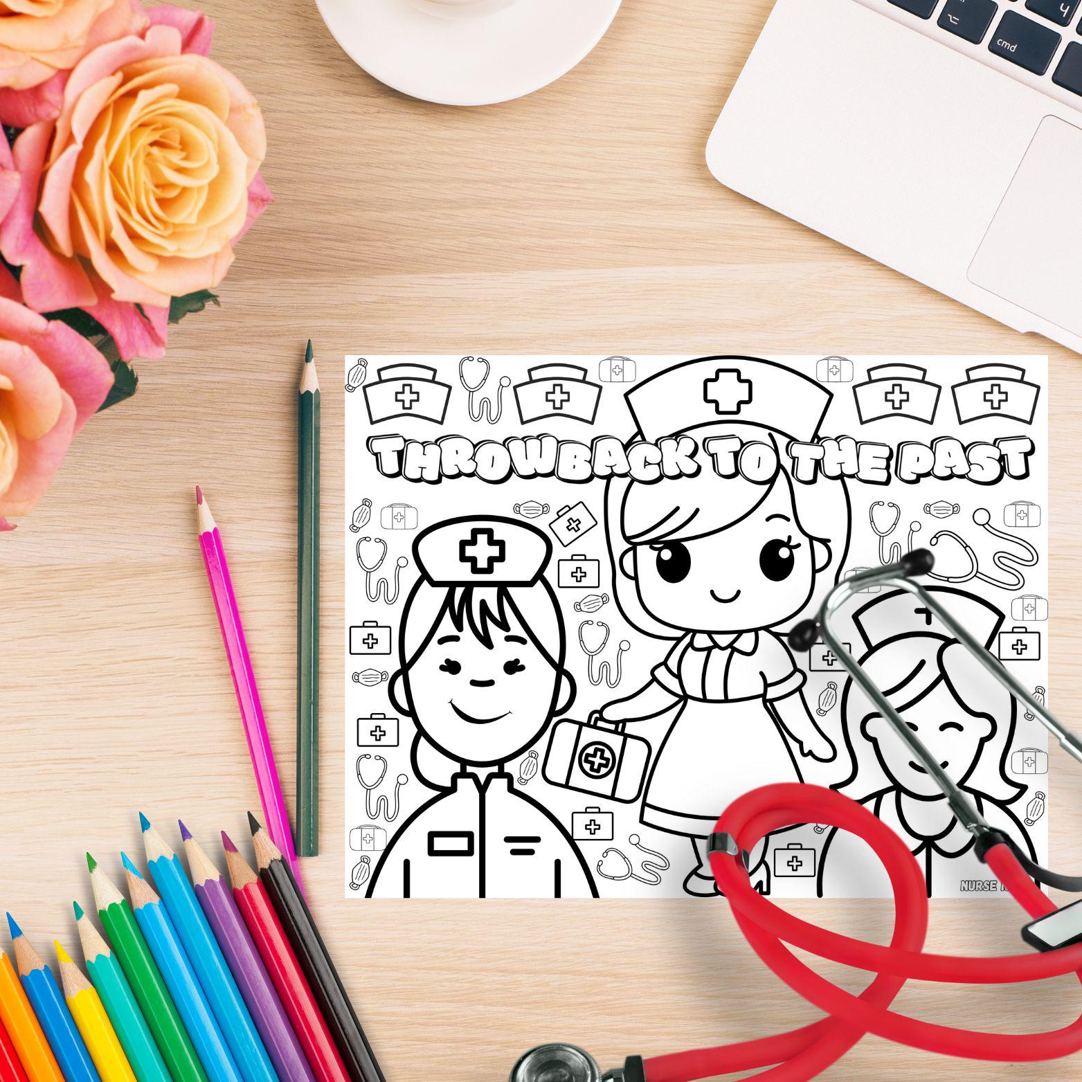 Throwback to the Past - Nurse Coloring Page, Instant Download, Nurse ...