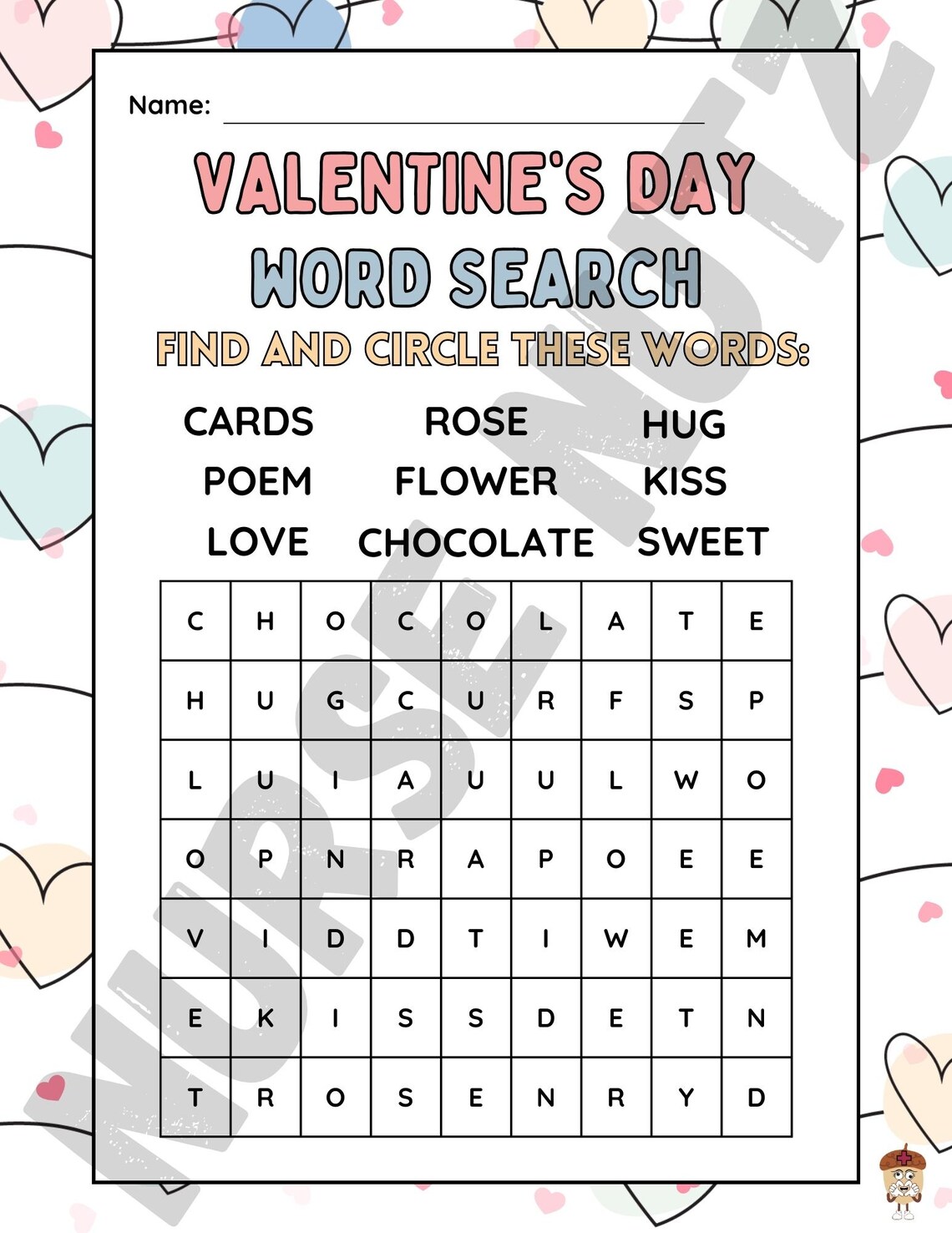 Valentine's Day Word Search: Sweet & Fun Puzzle for Kids (instant ...