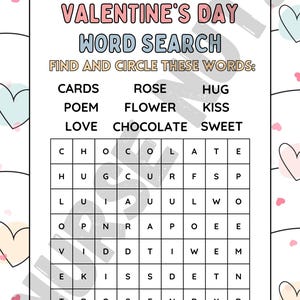 Valentine's Day Word Search: Sweet & Fun Puzzle for Kids (instant ...