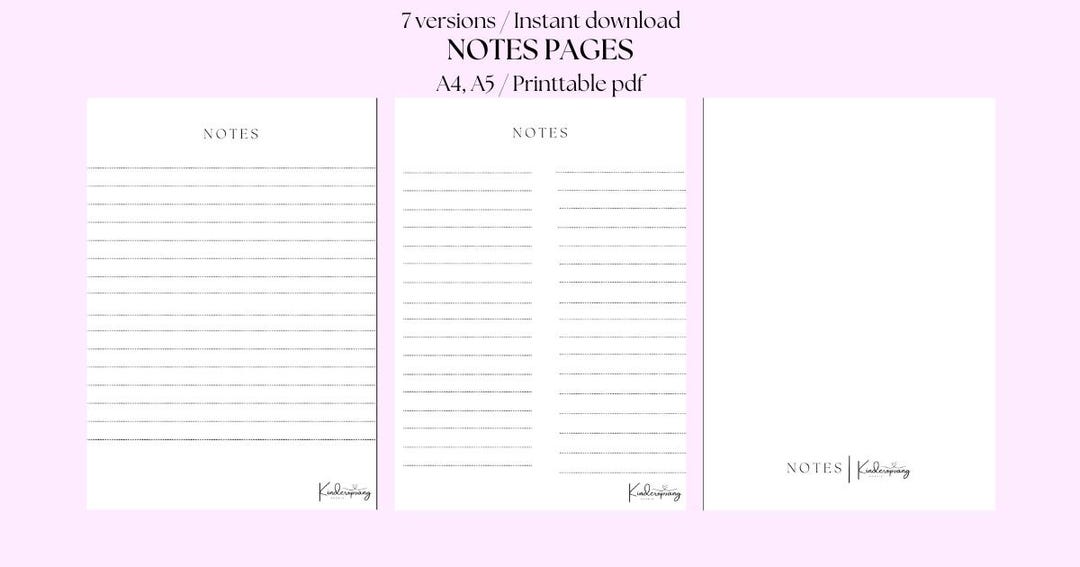 Printable Note Pages, Stationery, Blank Notes, Study Notes Template ...