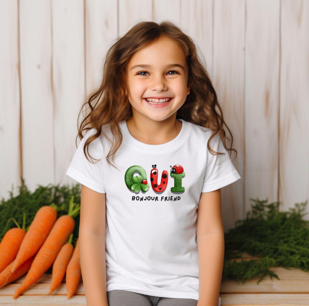 Oui Bonjour Friends French Word Kids Heavy Cotton™ Tee, Girl T-shirt ...