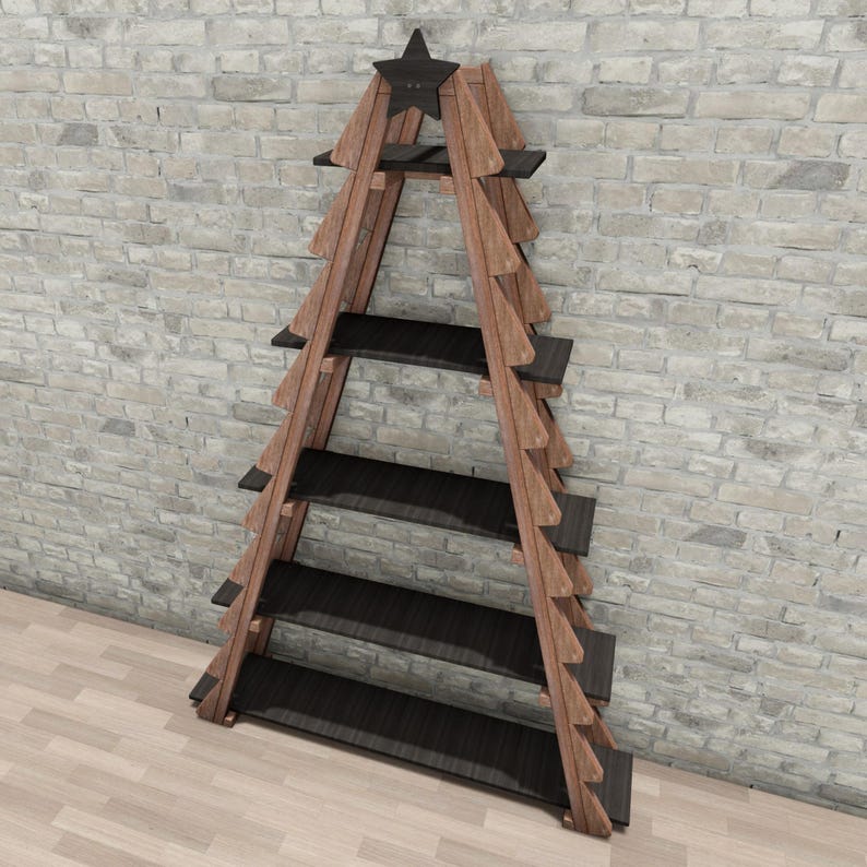 Christmas Tree Bookshelf DIY Plan, 5-tier Christmas Decor Shelf, Wooden ...