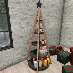 Wooden Christmas Tree Shelf, Decorative Wood Decor, Tree Shaped Shelf ...