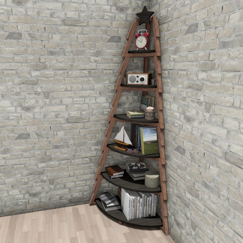 Room Corner Wooden Christmas Tree Shelf, Decorative Wood Decor DIY ...