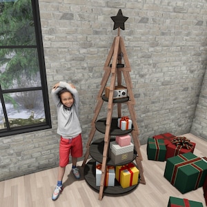 Wooden Christmas Tree Shelf, Decorative Wood Decor, Tree Shaped Shelf ...