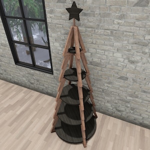 Wooden Christmas Tree Shelf, Decorative Wood Decor, Tree Shaped Shelf ...