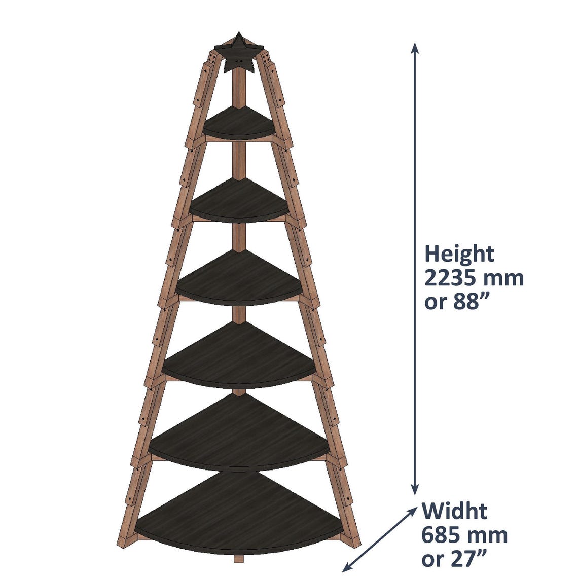 Room Corner Wooden Christmas Tree Shelf, Decorative Wood Decor DIY ...