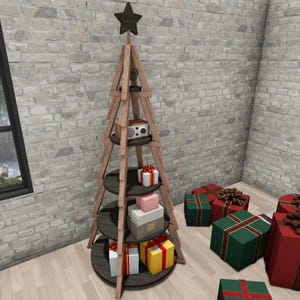 Wooden Christmas Tree Shelf, Decorative Wood Decor, Tree Shaped Shelf ...