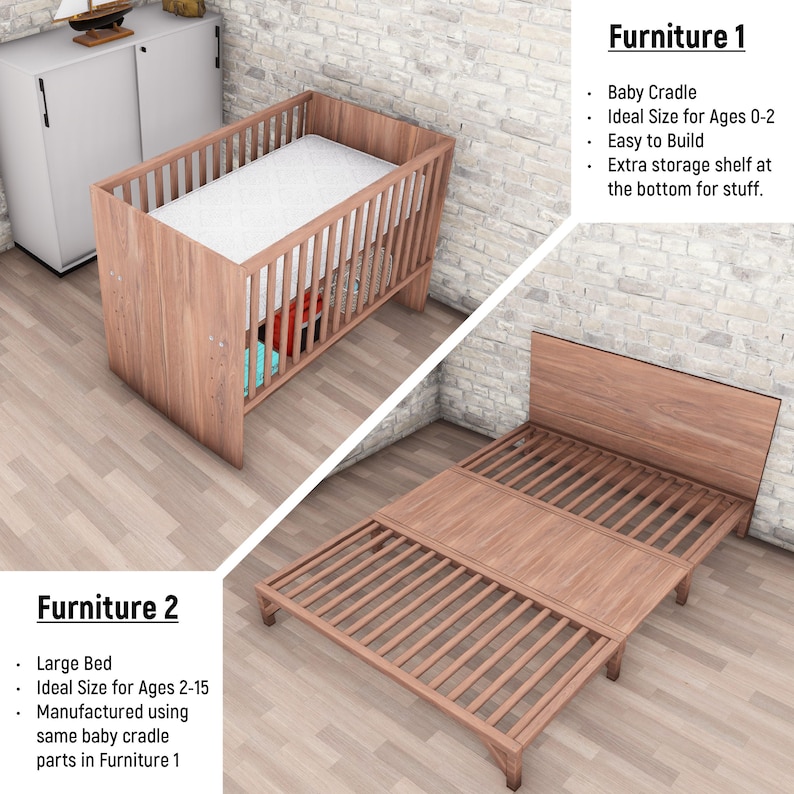 Convertible Baby Cradle PDF, Transforms Into Full-size Bed, Long ...