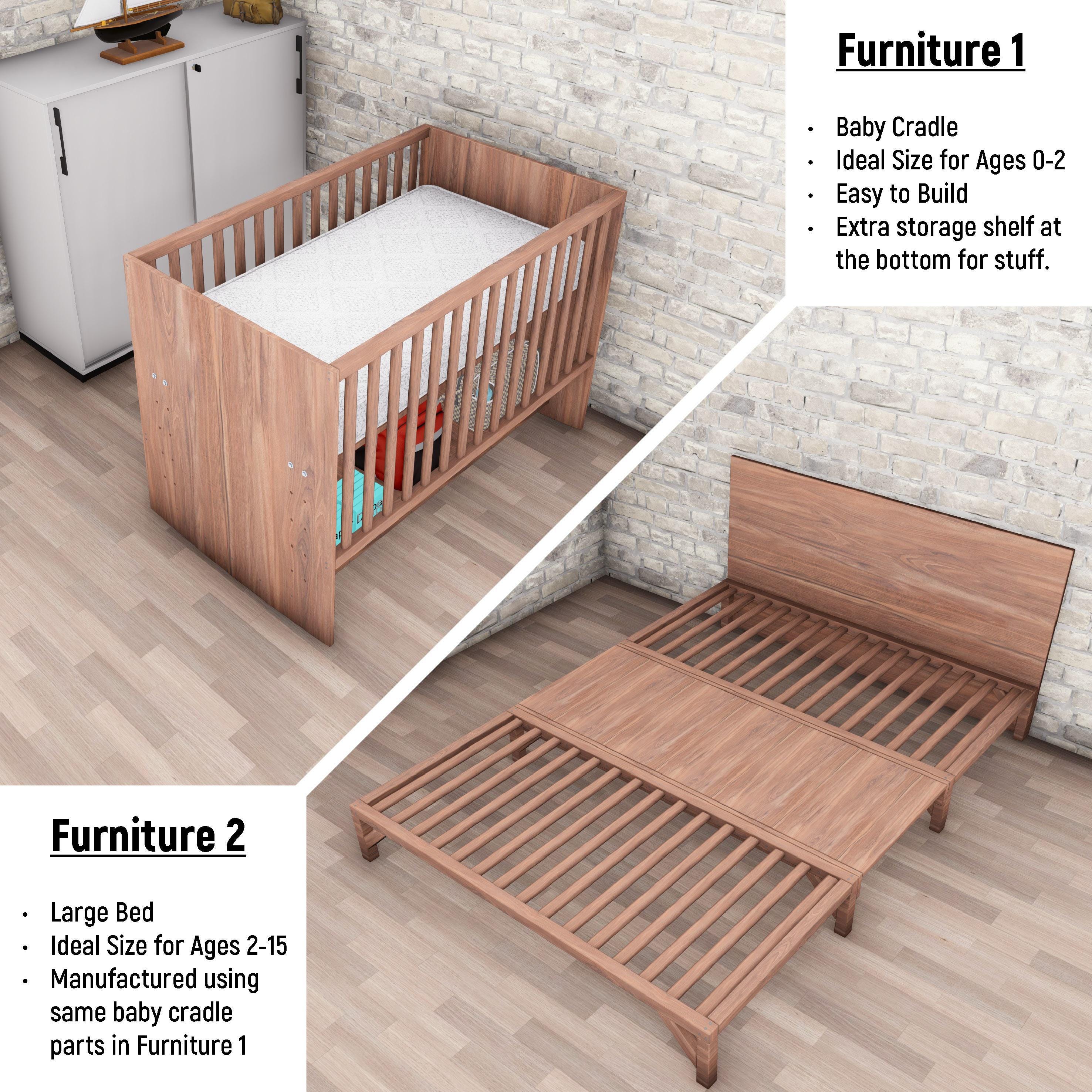 Convertible Baby Cradle PDF, Transforms Into Full-size Bed, Long ...