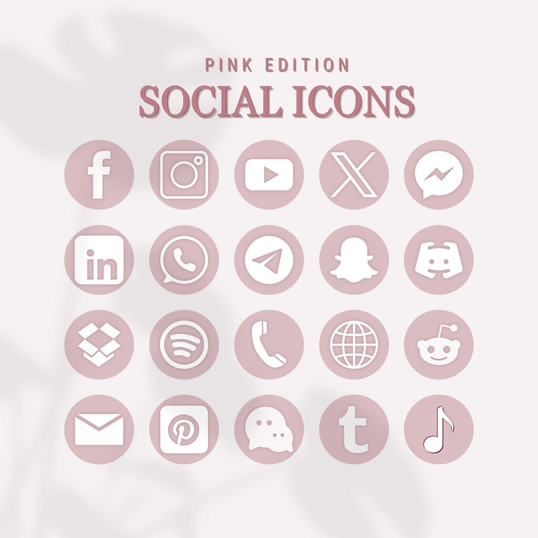 20 Pink Social Media Icons | Svg Png Social Icons | Instagram Facebook ...