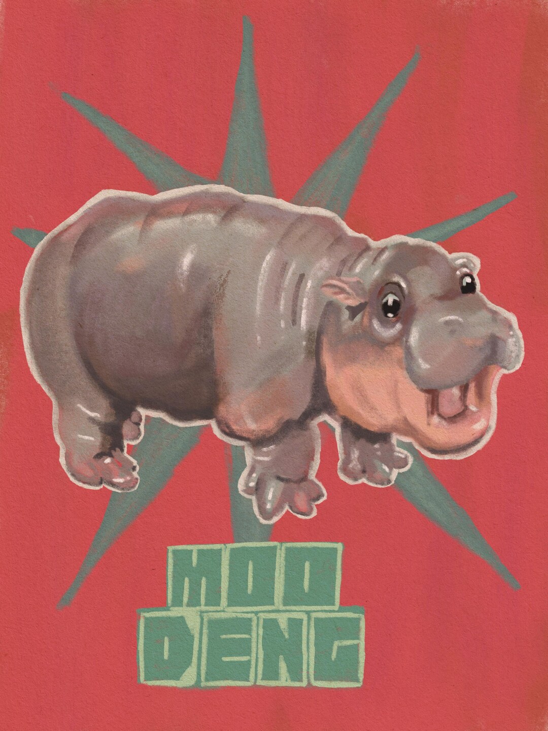 Moo Deng Art Print - Etsy