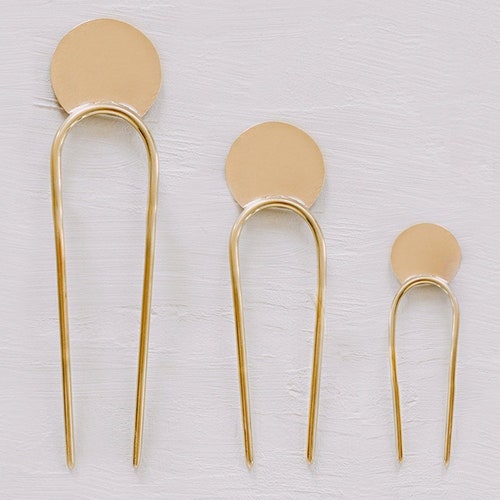 Minimal Brass Hair Pin Round Hair Piece Simple Hair | Etsy