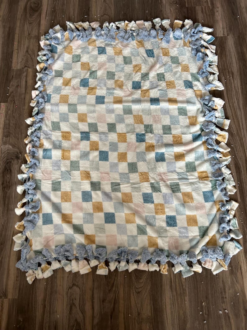 Checkered Print Fleece Tie Homemade Blanket - Etsy
