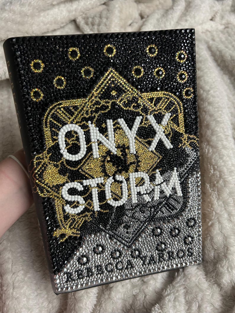 Bedazzled Book Cover of Onyx Storm by Rebecca Yarros - Etsy