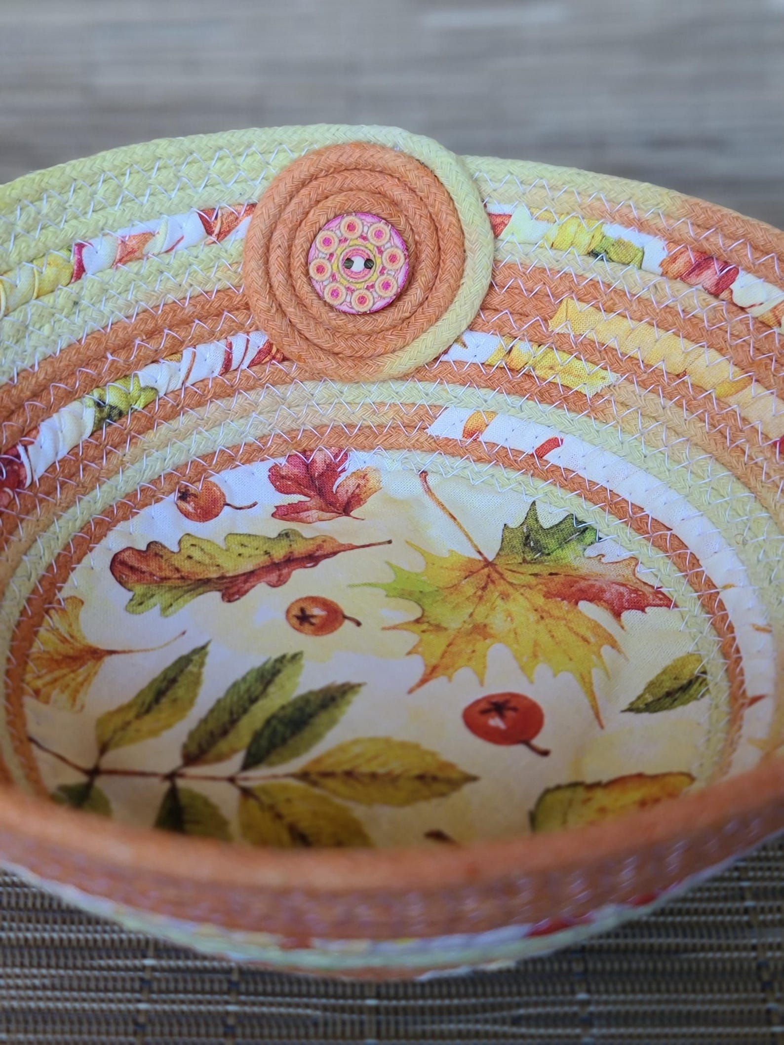 Handmade Autumn Leaves Rope Bowl to Use as a Gift, Key Holder, Entryway ...