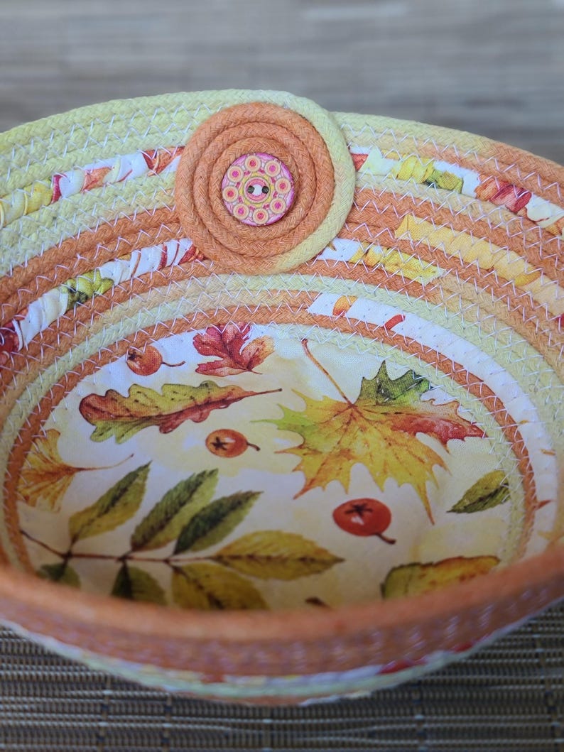 Handmade Autumn Leaves Rope Bowl to Use as a Gift, Key Holder, Entryway ...
