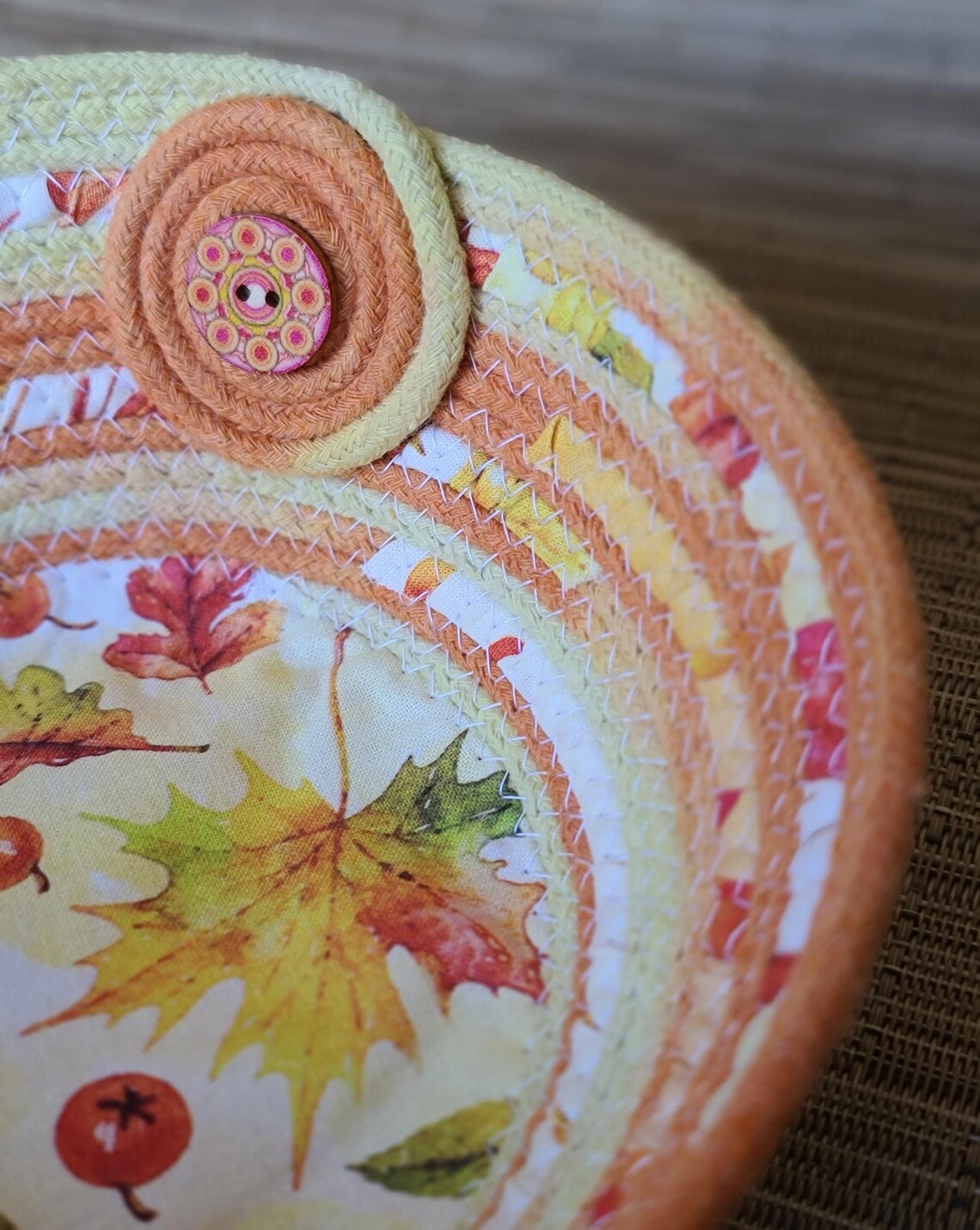 Handmade Autumn Leaves Rope Bowl to Use as a Gift, Key Holder, Entryway ...