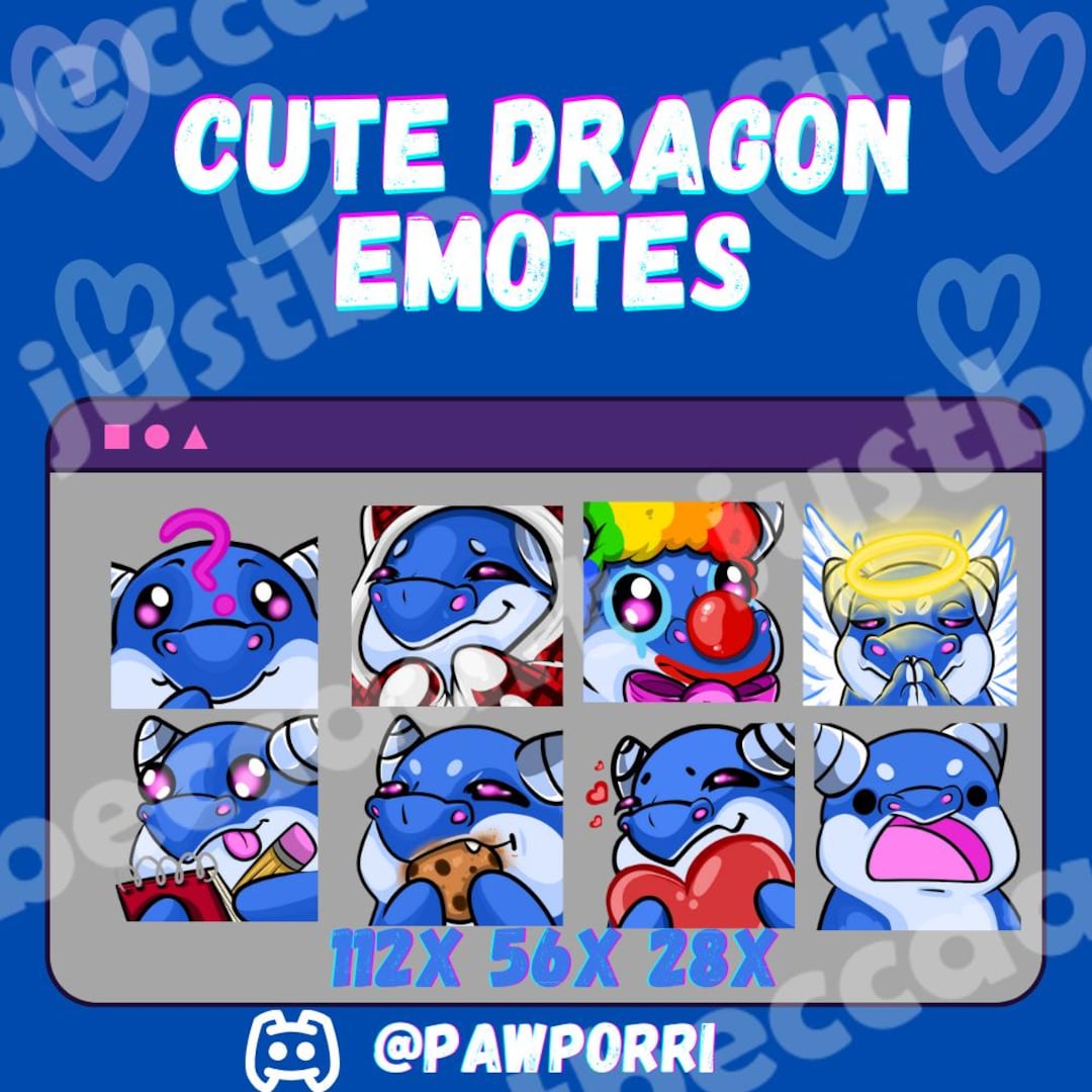 Cute Blue Dragon Emotes - Etsy